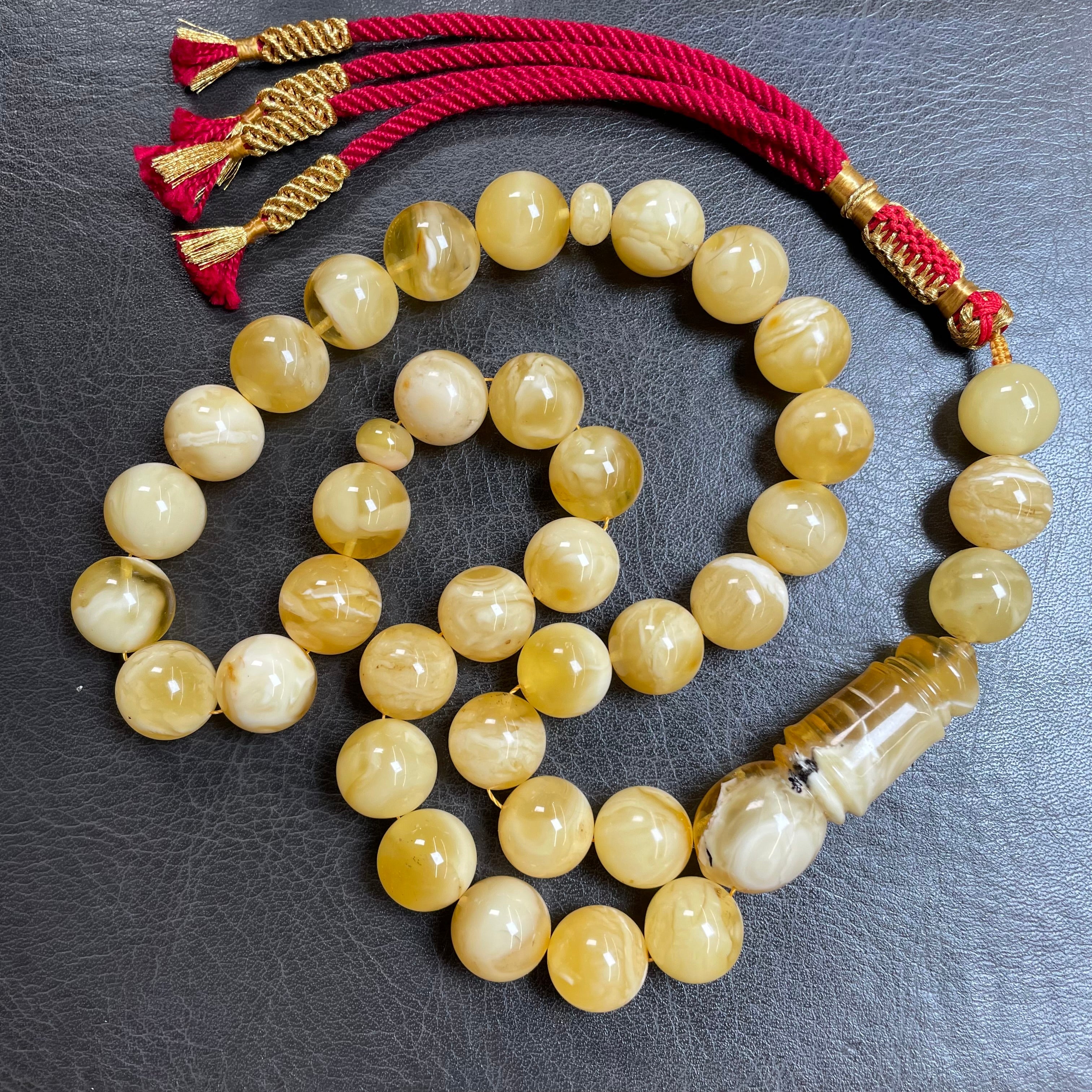 Luxury Amber Misbaha Tasbih Islamic Prayer Beads 13.8mm 63g ...