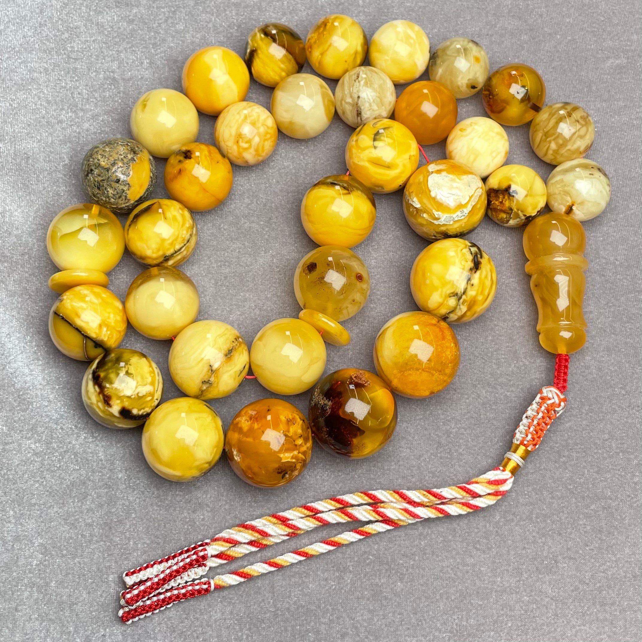 Natural Amber Islamic Tasbih Misbaha Rosary Muslim Gift 24mm 247,9g ...