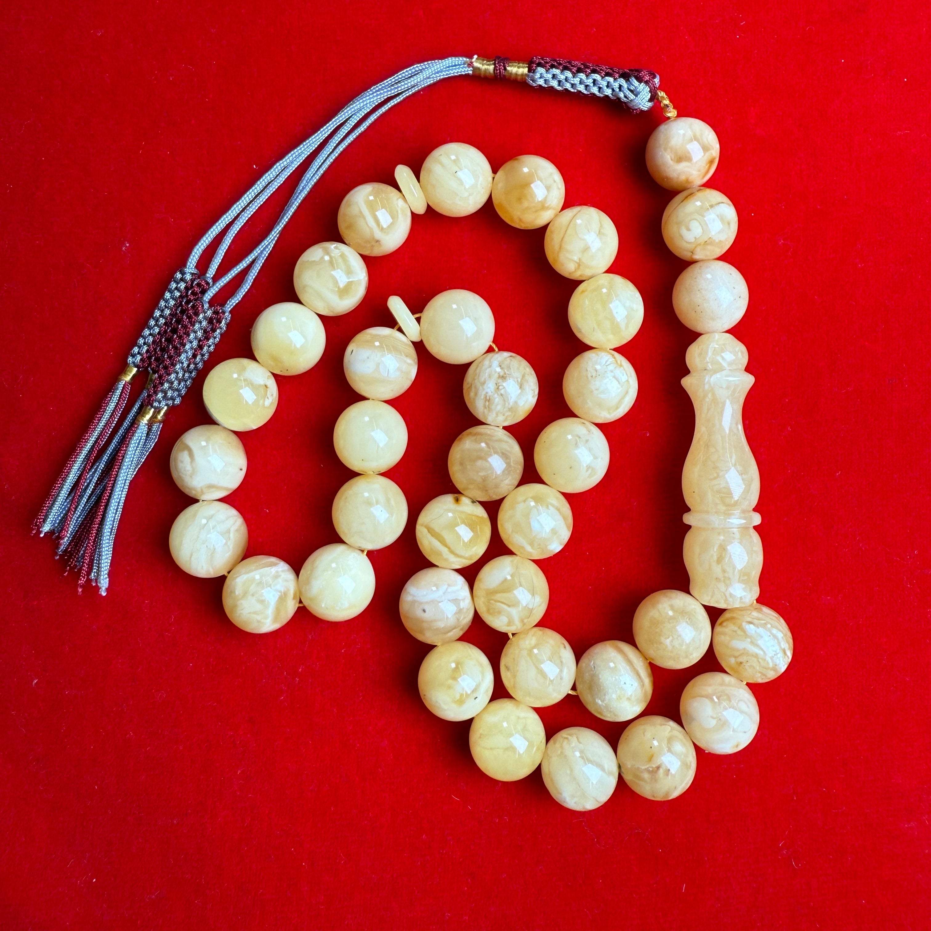 Natural Amber Islamic Rosary Tasbih Misbaha 33 Prayer Beads 12.5mm 32 ...